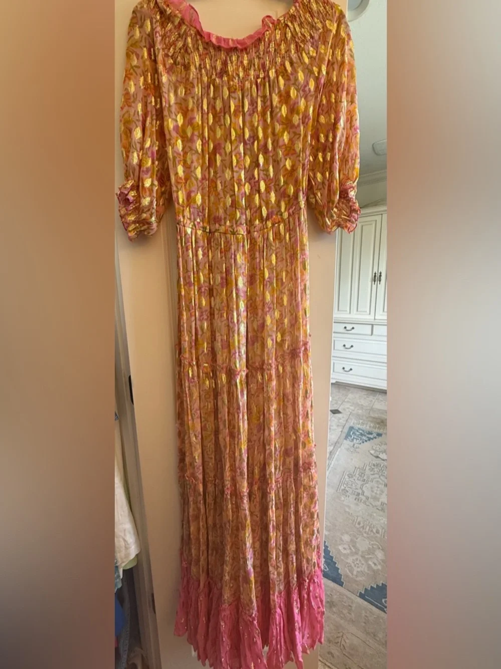 Miss June Paris | Dresses | Miss June Paris Bohemian Pink And Gold Maxi ...